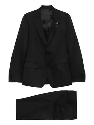 LARDINI Brooch-detail Suit - Black