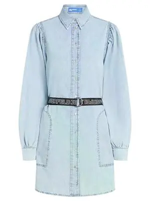Karl Lagerfeld Puff-sleeve Denim Shirt Dress - Blue