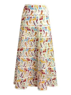 Etro Paisley Macramé Midi Skirt - White