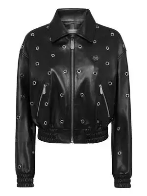 Philipp Plein Eyelet-detailing Bomber Jacket - Black