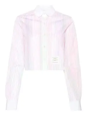 Thom Browne Striped Cropped Shirt - Pink