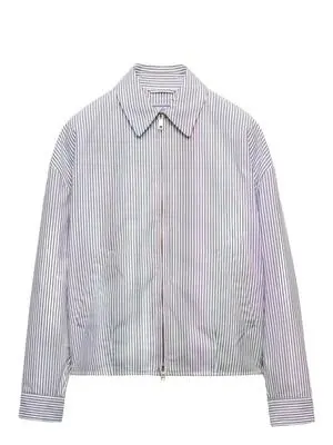 Prada Striped Poplin Blouson Jacket - White
