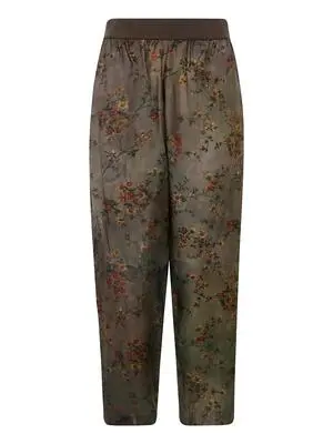 UMA WANG Floral-print Trousers - Brown