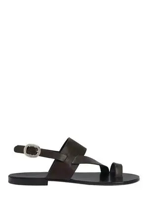 GIUSEPPE ZANOTTI Hezra Toe-loop Leather Sandals - Brown