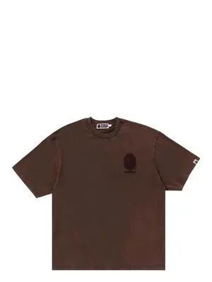 A BATHING APE Ape Head One Point Acid Wash Relaxed Fit Tee 'brown' Brown