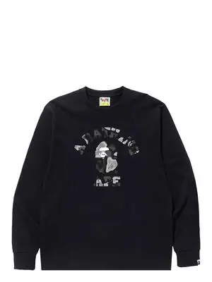 A BATHING APE Liquid Camo College Long-sleeve Tee - Black