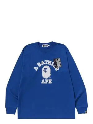 A BATHING APE Mad Face College Long-sleeve Tee - Blue