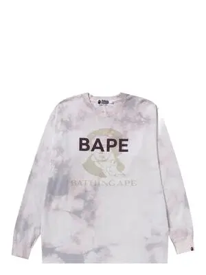 A BATHING APE Tie Dye Bathing Ape Long-sleeve Tee - White