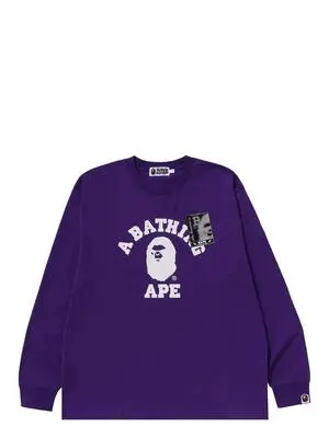 A BATHING APE Mad Face College Long-sleeve Tee - Purple