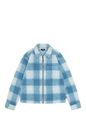 StÜssy Shadow Plaid Zip Sherpa - Blue