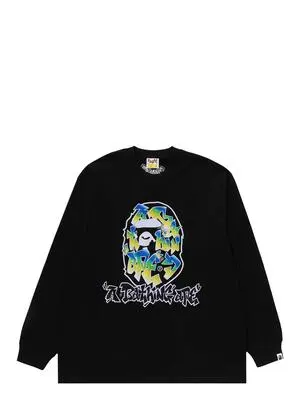 A BATHING APE Gradient Ape Head Oversized Long-sleeve Tee - Black