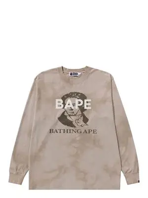 A BATHING APE Tie Dye Bathing Ape Long-sleeve Tee 'beige - Tan