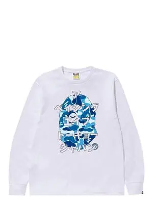A BATHING APE ABC Camo Japanese Letters Long-Sleeve Tee White