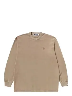 A BATHING APE Ape Head One Point Garment Dyed Long-sleeve Tee 'beige - Tan