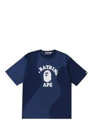 A BATHING APE Cutting College Relaxed Fit Tee - Blue