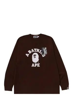A BATHING APE Mad Face College Long-sleeve Tee - Brown