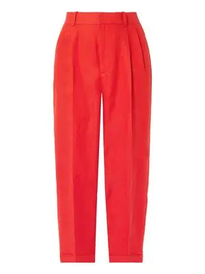 Polo Ralph Lauren Pleated Linen Tapered Pants - Red