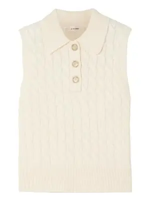 FRAME Cable-knit Wool Vest - Cream