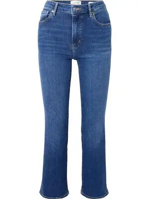 FRAME FRAME Reboot Crop High-Rise Bootcut Jeans Dark Denim