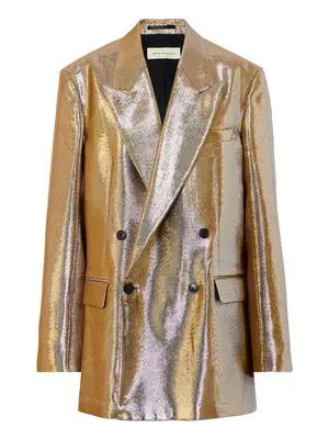 Dries Van Noten Oversized Double-breasted Lamé Blazer - Gold