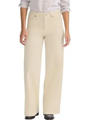 LANDS' END High Rise Wide Leg Jeans - Natural
