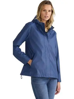 LANDS' END Waterproof Rain Slicker Jacket Light Indigo Blue