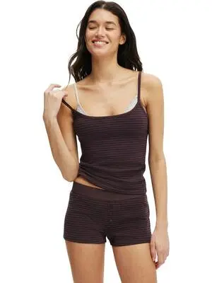 Cotton:on Peached Jersey Longline Tank Choc Jess Stripe