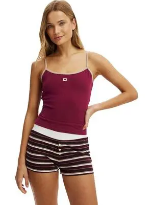 Cotton:on Peached Jersey Longline Tank Crushed Berry Hearts