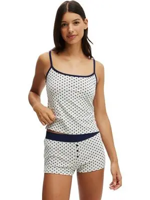 Cotton:on Peached Jersey Longline Tank Grey Marle Navy Spot