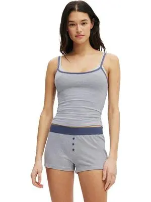 Cotton:on Peached Jersey Longline Tank Steely Blue Billy Stripe