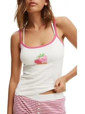 Cotton:on Peached Jersey Longline Tank White Raspberry Sorbet