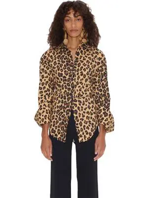 SIMONMILLER Loch Striped Poplin Shirt Cheetah