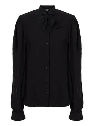 Balenciaga Tie-neck Crêpe Blouse - Black