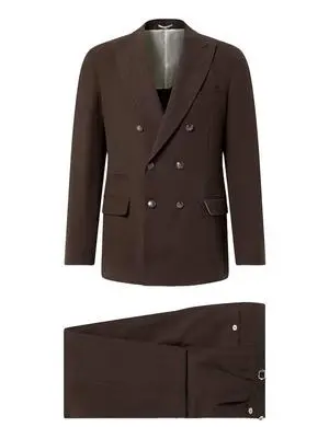 Brunello Cucinelli Double-breasted Linen Suit - Brown