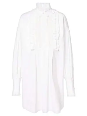 Valentino Garavani Ruffled Cotton, Linen, And Silk Minidress - White