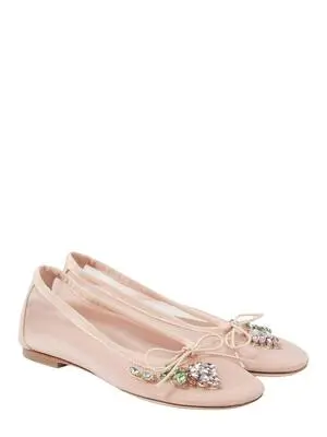 Simone Rocha Bow-detail Embellished Ballet Flats - Pink