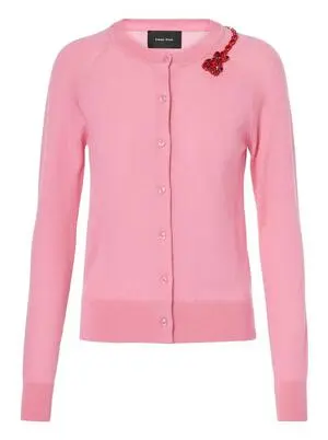 Simone Rocha Embellished Wool And Silk Cardigan - Pink