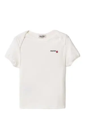 Miu Miu Petit Bateau X Stretch Jersey Slim T-shirt - White