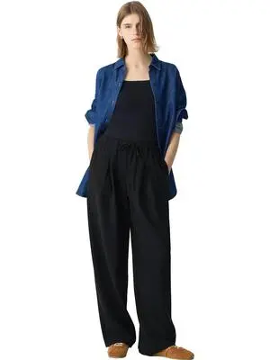 Theory Pleated Wide-leg Pants - Black