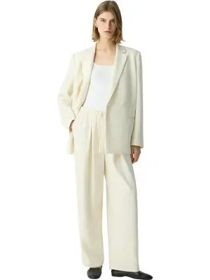 Theory Pleated Wide-Leg Pants Rice