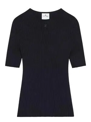 COURREGES Fine-ribbed Jumper - Blue