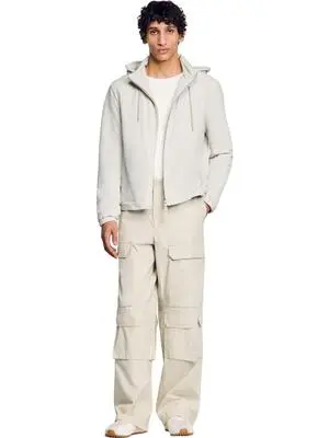 Sandro Sandro Zip-Up Hooded Jacket Aluminum