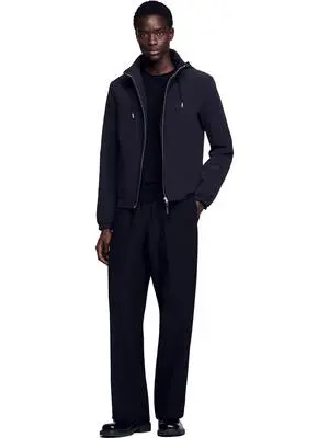 Sandro Zip-up Hooded Jacket - Navy Blue