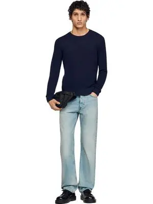 Sandro Textured Knit Sweater - Navy Blue