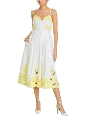 Cinq À Sept Trailing Peonies Maude Dress - White/golden Glow