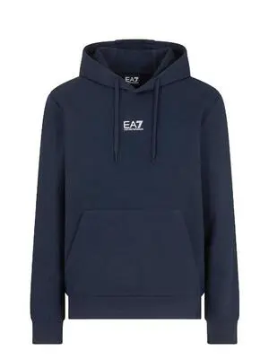 Emporio Armani Ea7 Core Identity Cotton Hooded Sweatshirt - Blue