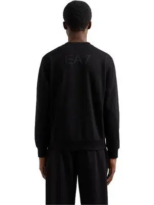 Emporio Armani Ea7 Visibility Cotton Crew-neck Sweatshirt - Black