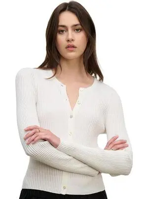 Velvet By Graham & Spencer Suki Silk Cotton Cardigan - White