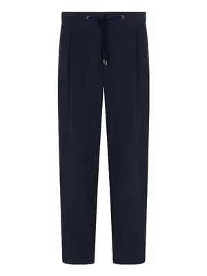 Giorgio Armani Single-pleat Linen-canvas Trousers - Blue