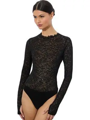 Alice + Olivia Taeyn Lace Bodysuit - Black